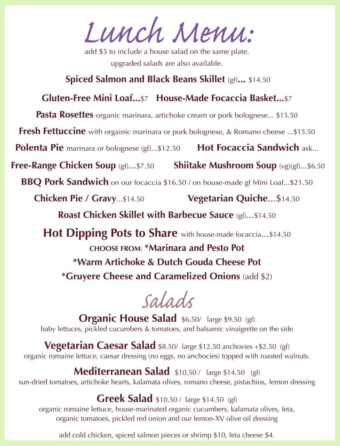 Menu - Chocolate Santa Cruz